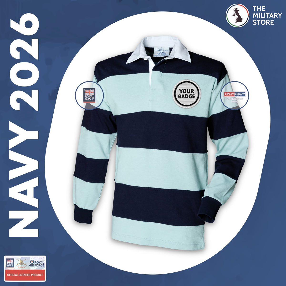 Royal Navy - Sewn Stripe Long Sleeve Rugby Shirt - Army v Navy 2026 ...